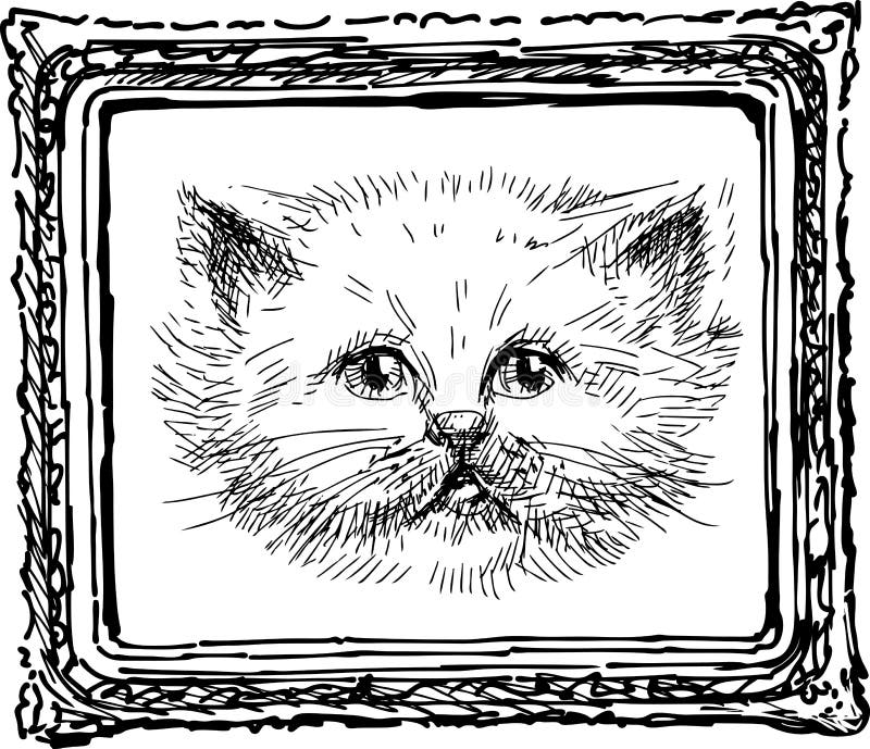 A Portrait of Domestic Cat in a Frame Stock Vector - Illustration of ...