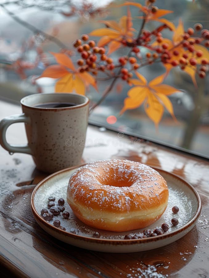 Donut on the table stock illustration. Illustration of donuts - 308979828