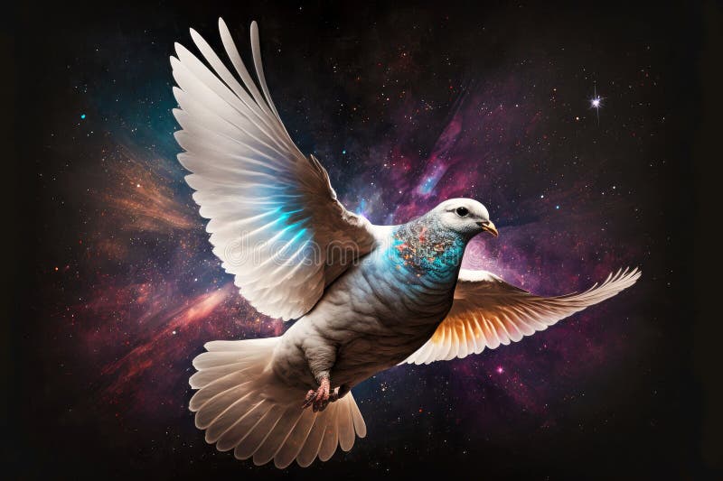 Portrait of Dove Flying in Space Stock Illustration - Illustration of ...