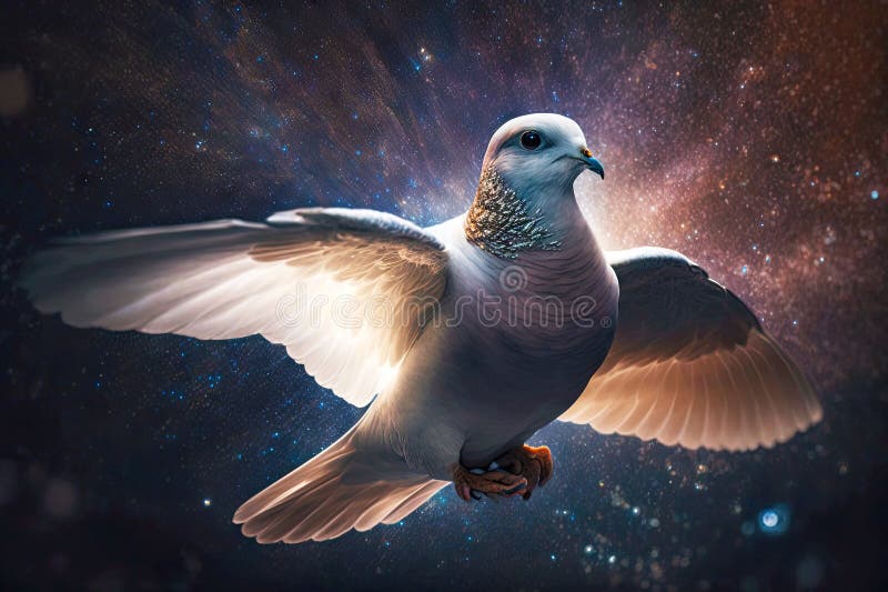 Portrait of Dove Flying in Space Stock Illustration - Illustration of ...