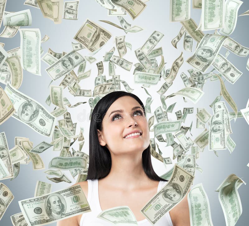 Dollar Notes Falling Ceiling Woman Stock Photos - Free & Royalty-Free ...