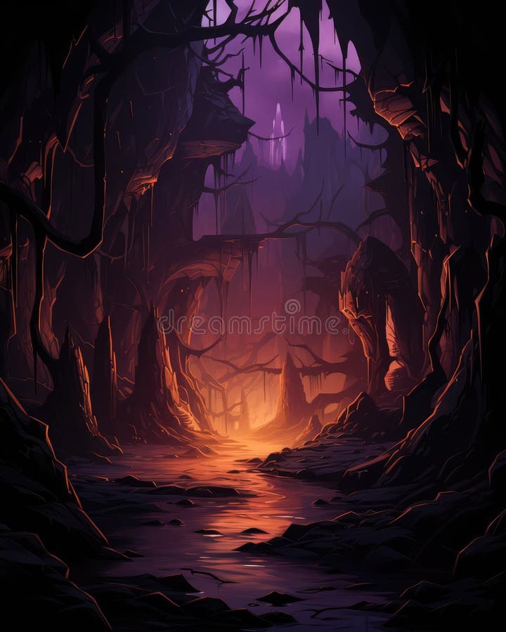 A Dry Open Cave, Cartoon and Gaming Style, with a Misty Atmosphere and ...