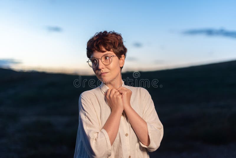 Portrait at Dusk of a Non-binary Gender Woman Stock Photo - Image of ... Portrait at Dusk of a Non-binary Gender Woman Stock Photo - Image of ...