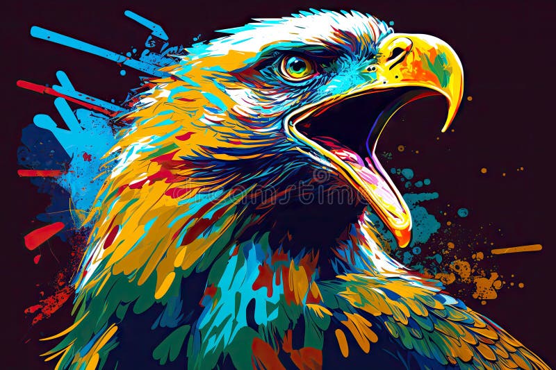 Portrait of Eagle in Pop Art Style, Flying Colors, Expression Stock ...