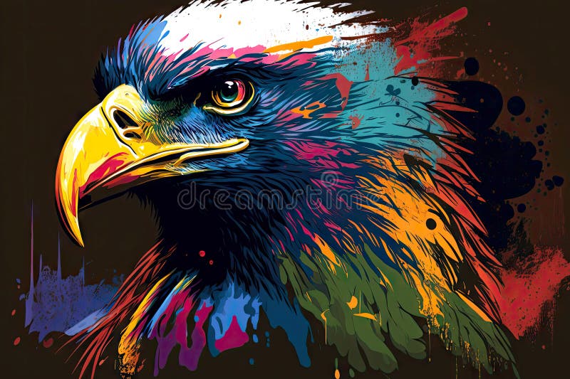 Portrait of Eagle in Pop Art Style, Flying Colors, Expression Stock ...