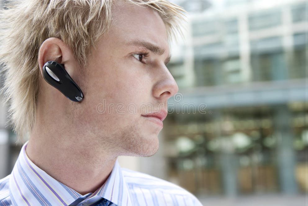 Portrait with Earphone stock image. Image of glass, male - 25194475