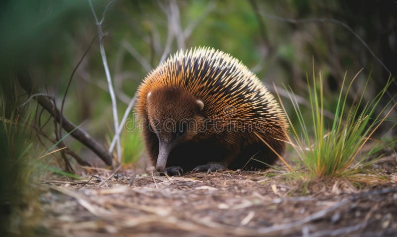 Portrait of an Echidna in the Wild. Stock Illustration - Illustration ...