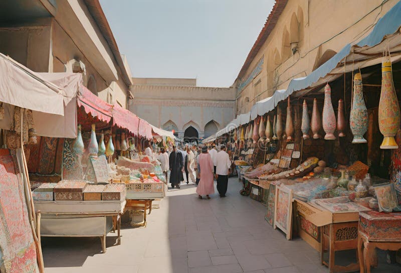 Portrait of Eid Market with Fruit and Lantern Stalls Generative AI ...