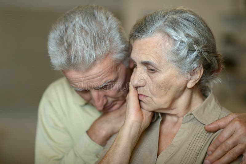 Portrait of a Elderly Couple Being Sad Together Stock Photo - Image of ...