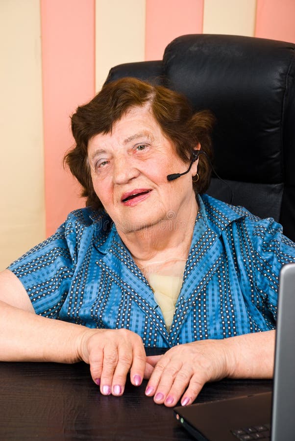 Portrait of Elderly Customer Service Stock Image - Image of helpline ...