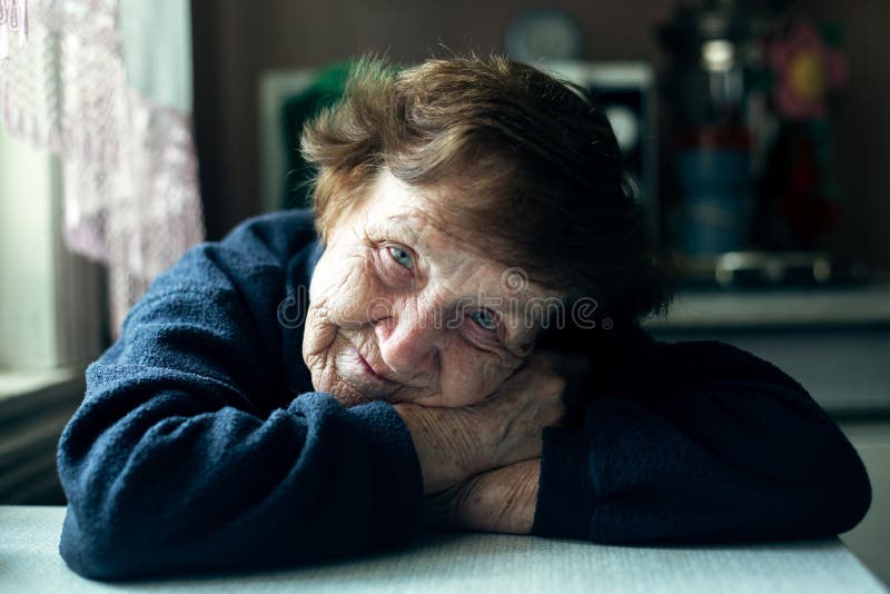 Portrait of an Elderly Lady in Her Home. Stock Photo - Image of hair ...