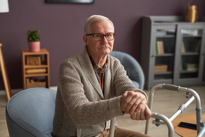Elderly Man Using Walker at Home Stock Photo - Image of lifestyles ...