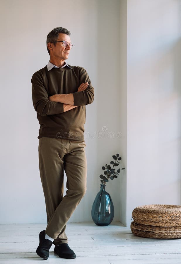 Portrait Elderly Man at Home. Happy Smiling 60 Year Old Elder Senior ...