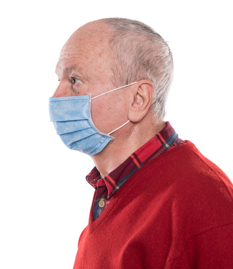 Portrait of Elderly Man in Medical Face Mask Posing in Studio Stock ...
