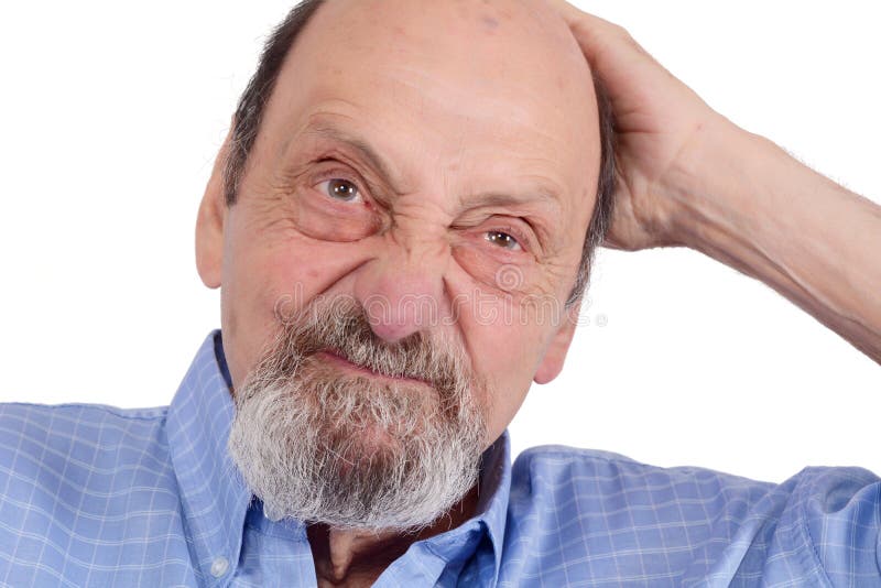 Portrait of Elderly Man Thinking on Something Stock Image - Image of ...