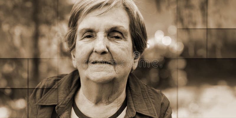 Portrait of an Elderly Woman, Geometric Pattern Stock Image - Image of ...