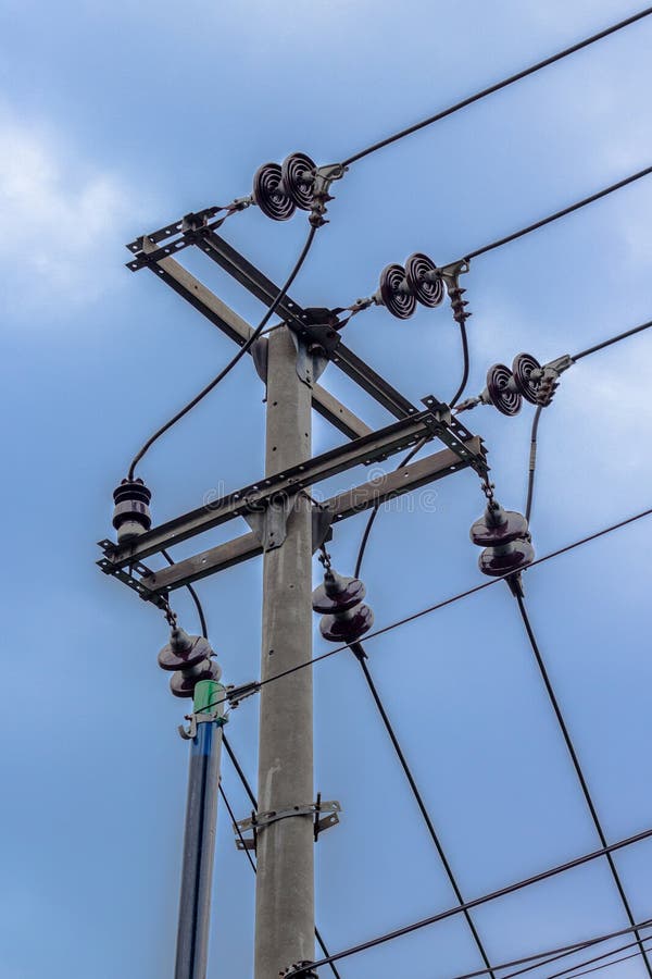 Portrait of the Electric Pole at the Bend Stock Image - Image of ...