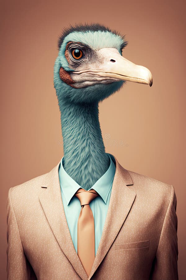 Portrait of an Elegant Ostrich in Suit Made with Generative AI Stock ...