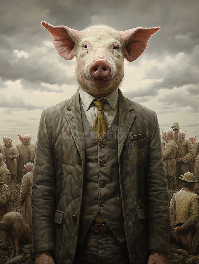 Portrait of an Elegant Pig in Formal Attire Stock Illustration ...