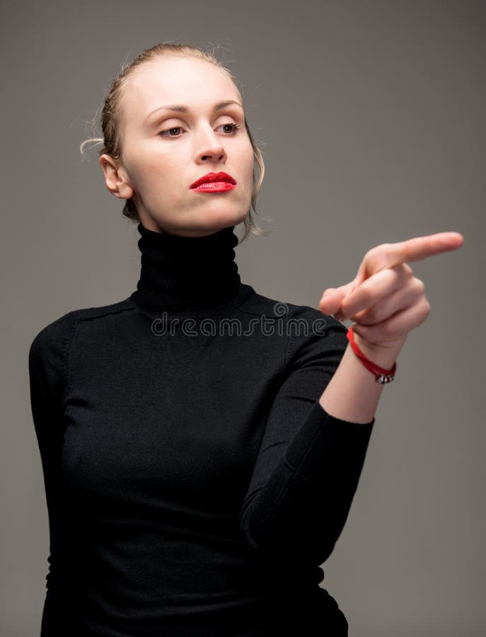 Portrait of Elegant Woman with Red Lips Stock Photo - Image of portrait ...