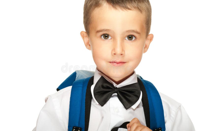 Little Boy Elementary Student Stock Image - Image of white, handsome ...