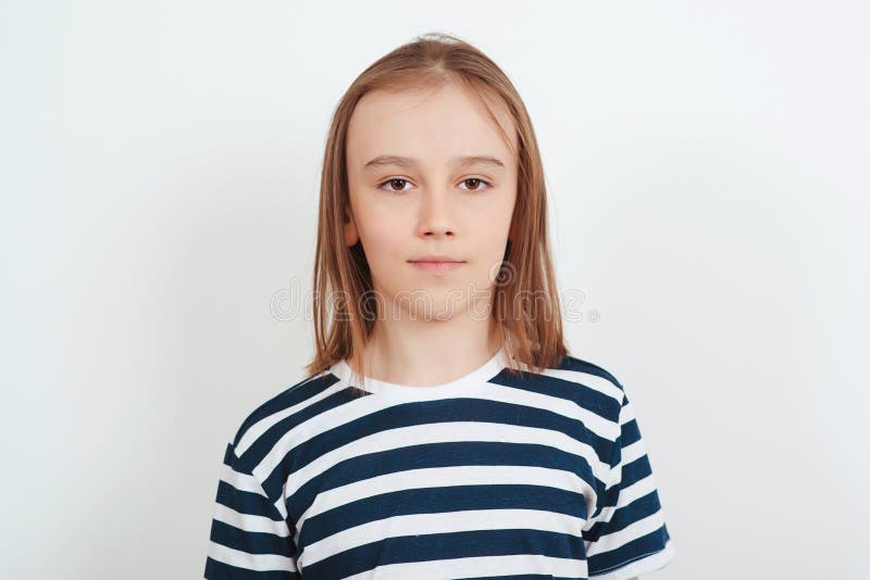 Portrait of Eleven Years Old Boy. Boy with Long Hairstyle Stock Image ...