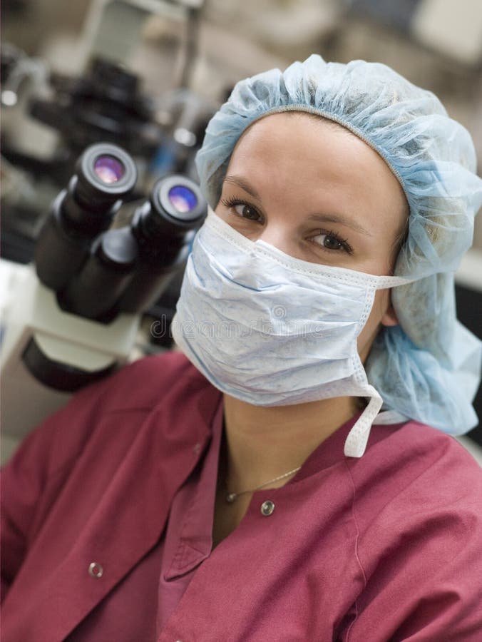 Portrait of Embryologist Wearing Mask Stock Photo - Image of inside ...
