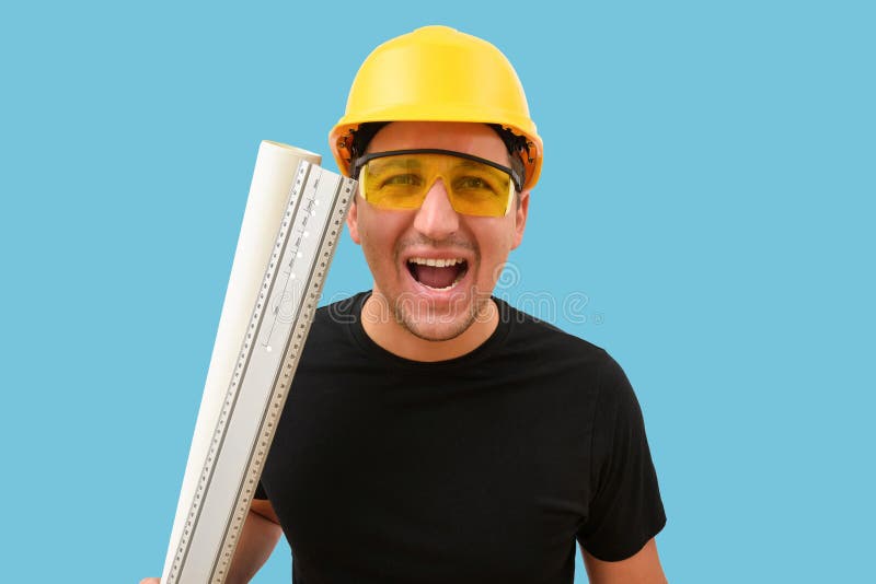 Portrait of an Engineer or Builder Looking at the Camera on a Light ...