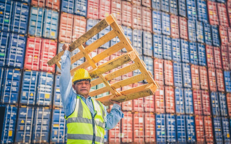 Portrait of Engineer or Foreman Wears PPE Checking Container Storage ...