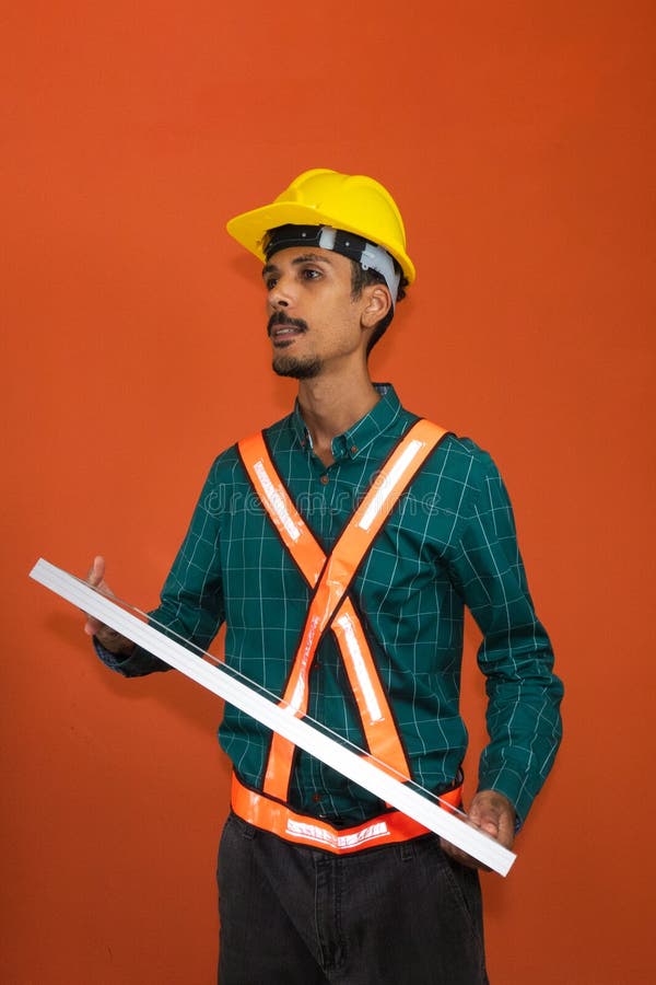 Portrait of an Engineer or Solar Worker in Protective Work Clothes ...