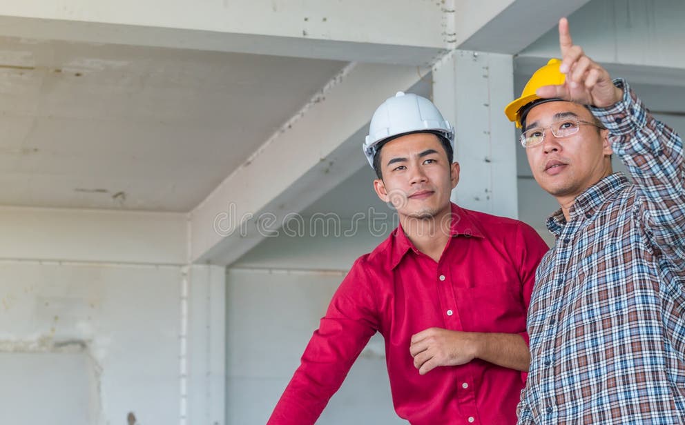 Portrait of Engineer Talking about Construction Job with Commitment To ...