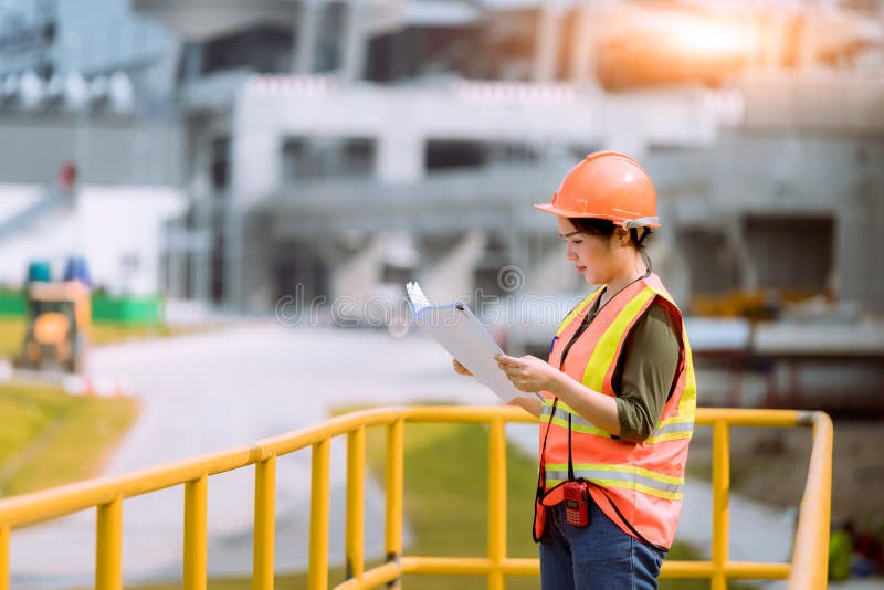 Portrait Engineer Under Inspection and Checking Construction Process ...