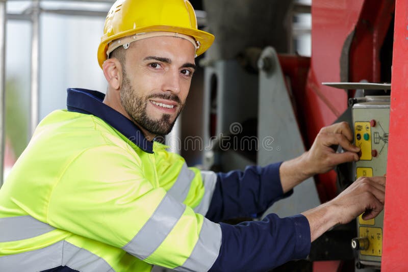 Portrait Engineering Man Standing with White Safety Helmet Stock Image ...
