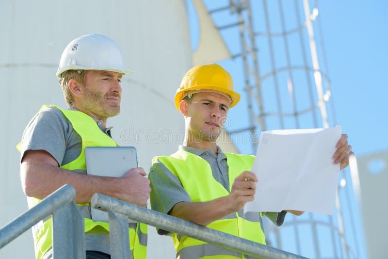 Portrait Engineers Check Oil Refinery Stock Image - Image of supervisor ...