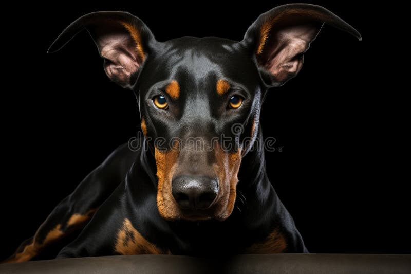 Portrait of an Evil Dog of the Doberman Breed Stock Illustration ...