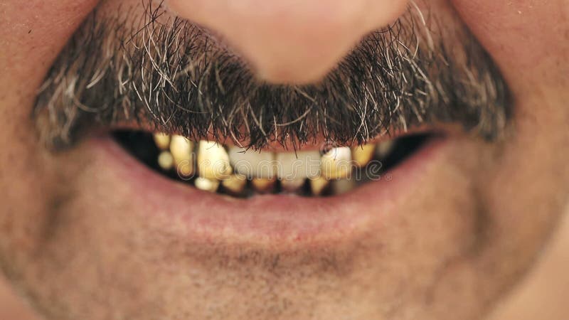 Portrait of an Evil Man with a Mustache, with Iron Teeth Stock Video ...