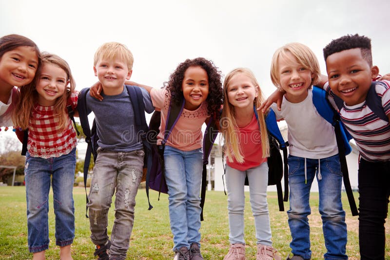 3 children playing outside stock image. Image of siblings - 4850109