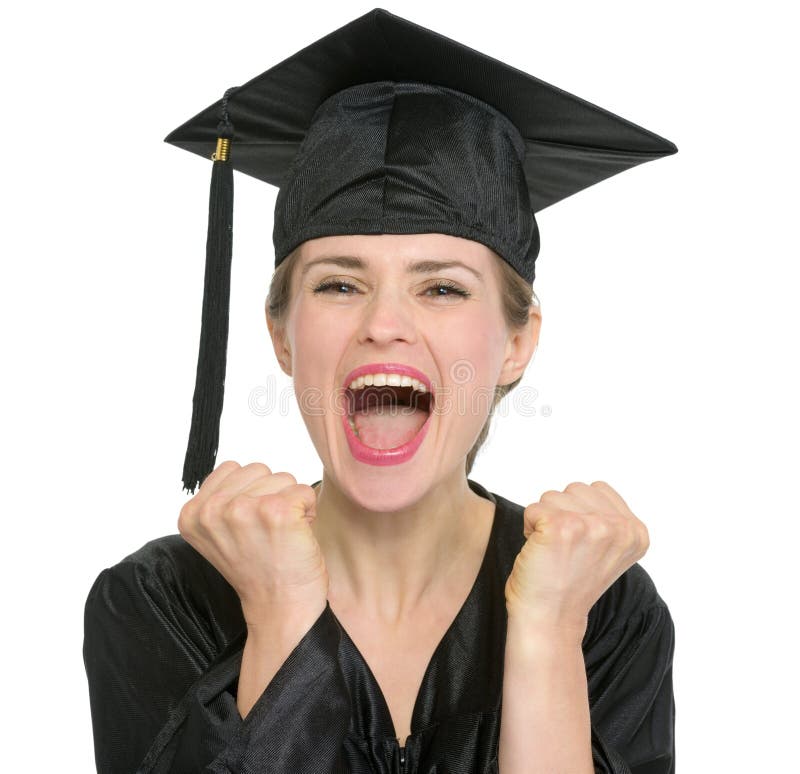 Portrait of Excited Graduation Student Woman Stock Image - Image of ...