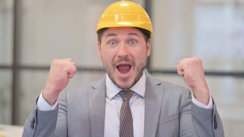 Portrait of Excited Middle Aged Engineer Celebrating Success Stock ...