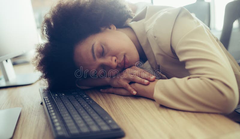 Portrait of an Exhausted Business Woman Sleeping at Work Stock Image ...