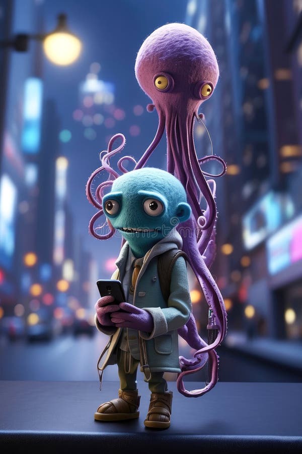 Portrait of Extraterrestrial Felt Puppet with Big Bulging Eyes and a ...