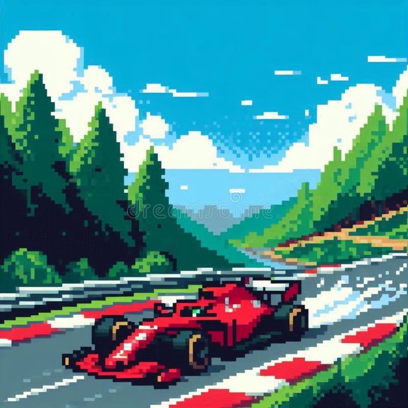 Portrait of an F1 Car Racing, Pixel Art Stock Illustration ...