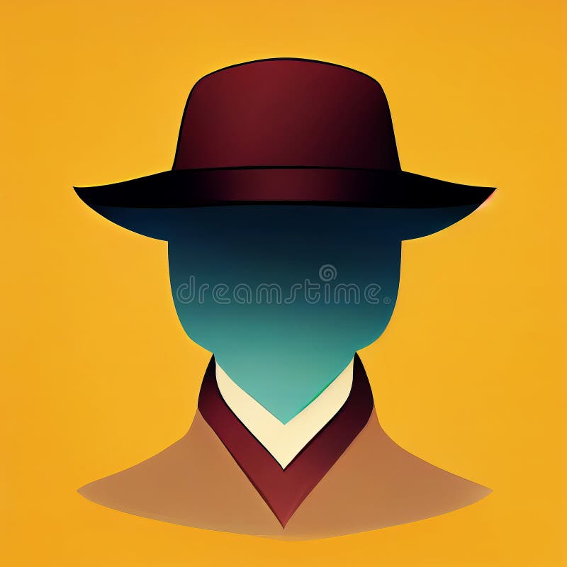 Portrait of a Faceless Man in a Hat. Flat Illustrated Template. AI ...