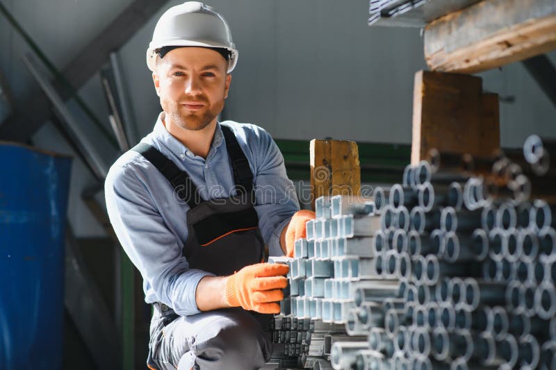 Portrait of Factory Worker. Young Handsome Factory Worker. Stock Photo ...