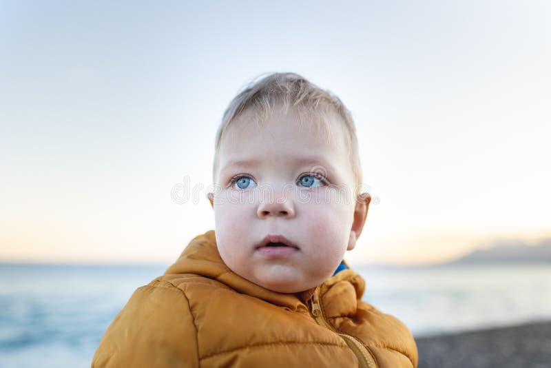 Portrait of a Fair-haired Boy on the Beach Stock Image - Image of cute ...
