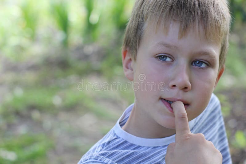 Portrait of a Fair-haired Boy. Stock Image - Image of green, activity ...