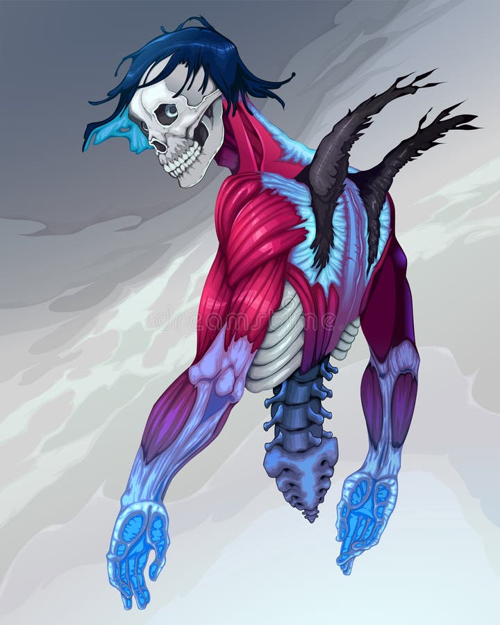 Portrait of a Fallen Angel with Skull Face Stock Vector - Illustration ...