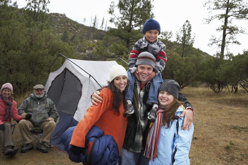 Portrait of Family Camping stock image. Image of grandson - 29656135