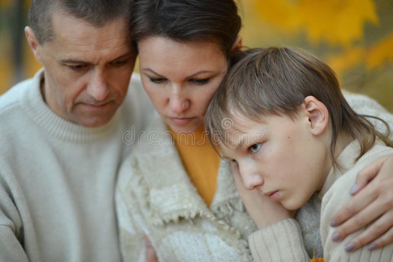 Sad family of three stock image. Image of childhood, human - 46333575