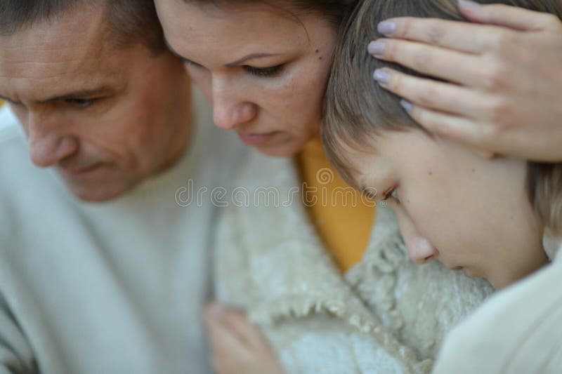 Sad family of three stock image. Image of childhood, human - 46333575